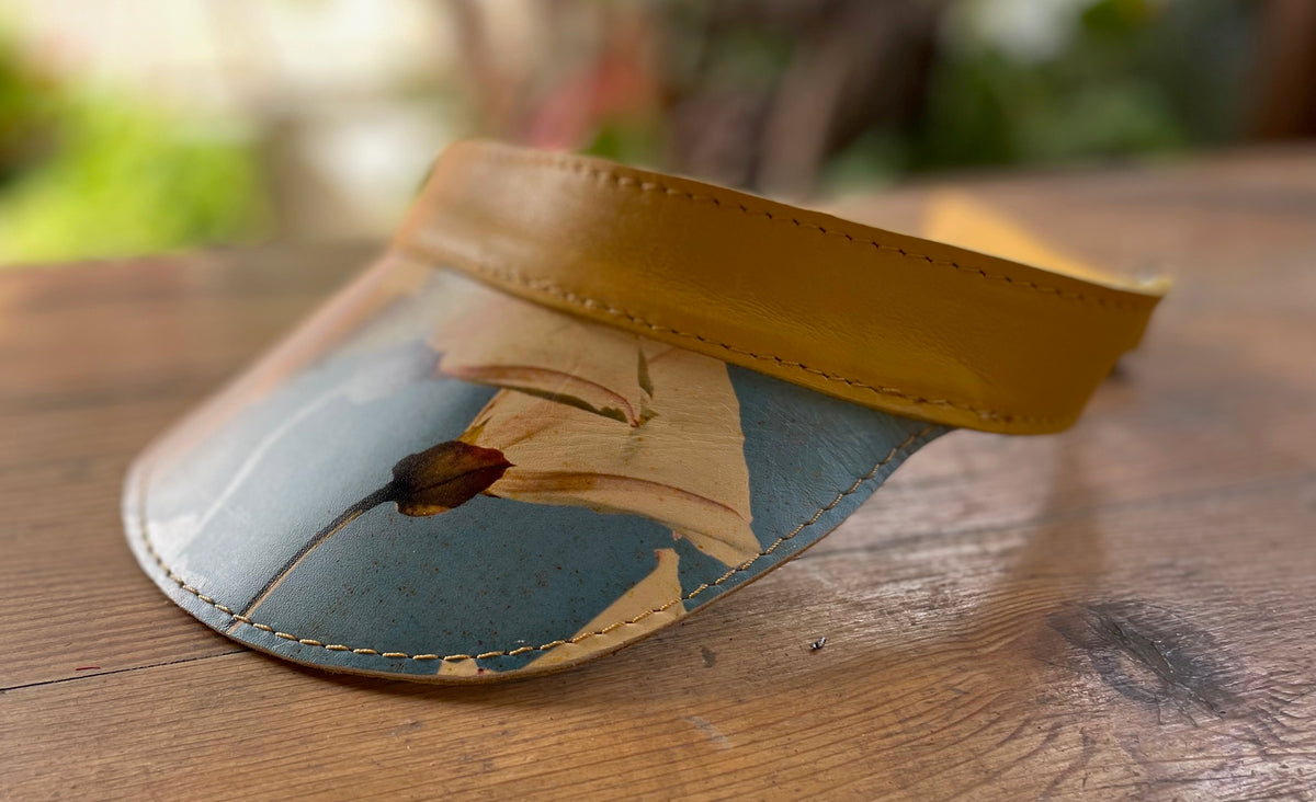 Mustard Yellow sun visor with Sweet Pea print – Moss-Shop