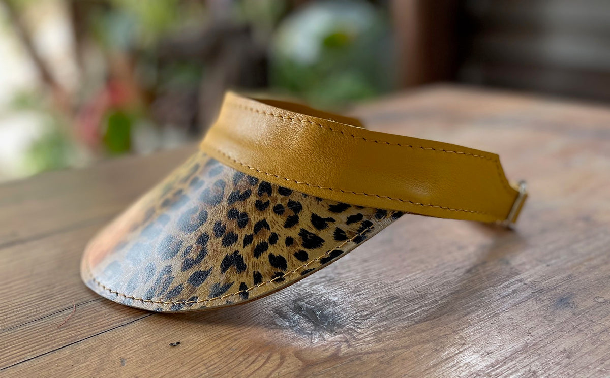 Mustard Yellow sun visor with Leopard print – Moss-Shop